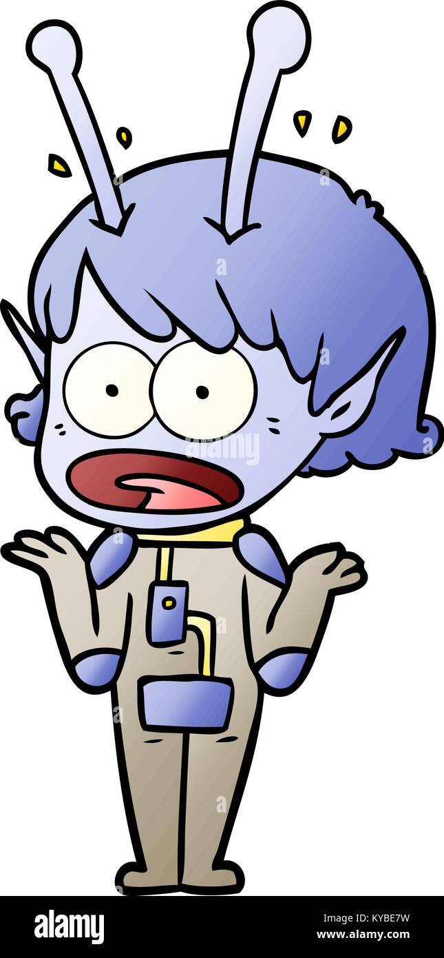 cartoon shocked alien girl Stock Vector Image & Art - Alamy