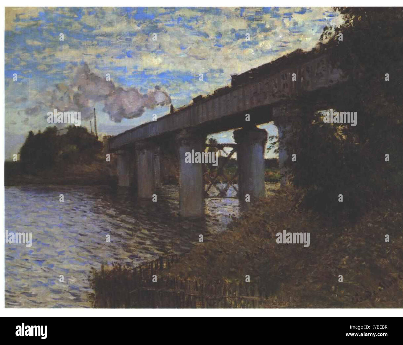 This painting by Claude Monet depicts the railway bridge at Argenteuil ...
