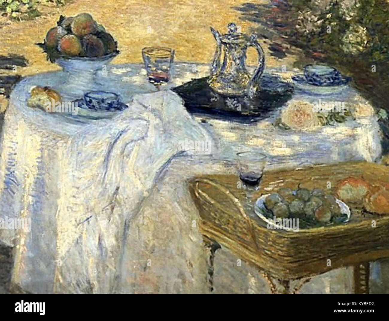 A detail from Monet's 'Luncheon' painting, showcasing his Impressionist ...