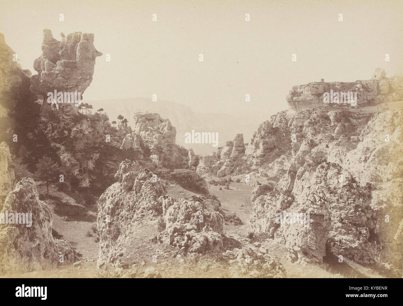 Montpellier-le-Vieux, a natural rock formation, is shown in this 1884 ...