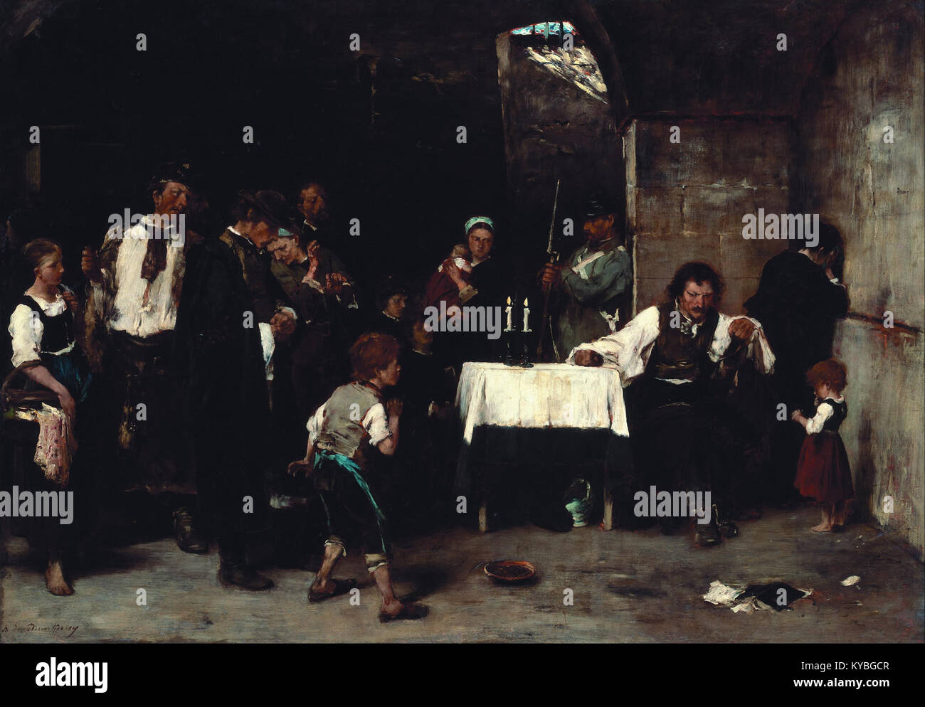 Painting 'Condemned Cell I' by Mihály Munkácsy, depicting prisoners in ...