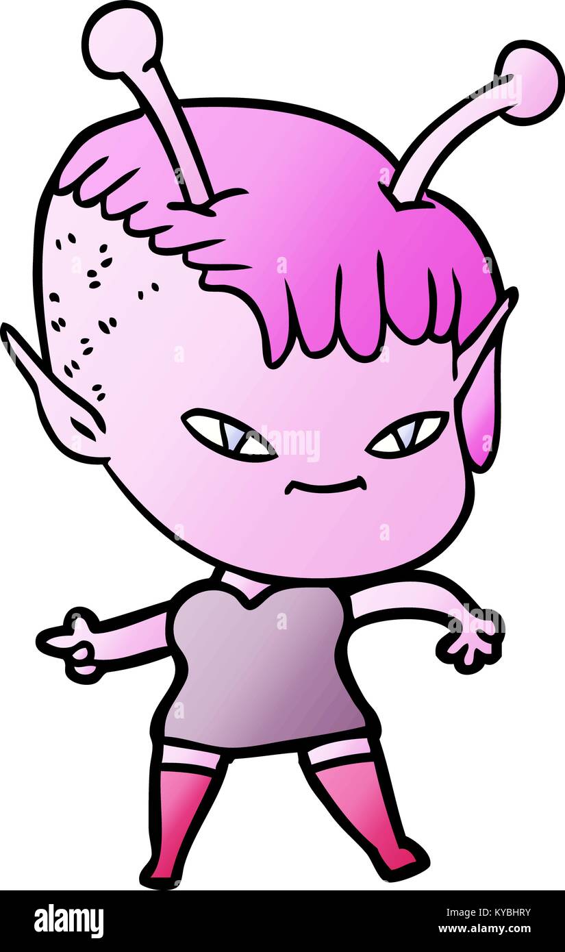 cute cartoon alien girl Stock Vector Image & Art - Alamy