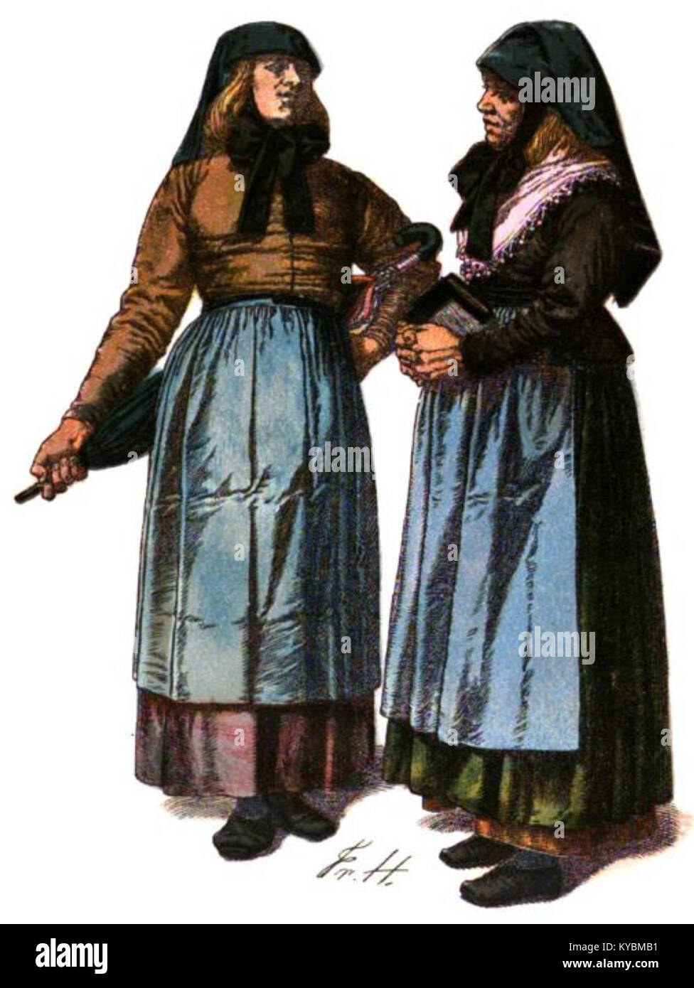 Illustration from the 'Nass Trachtenbuch' showing women from the High ...