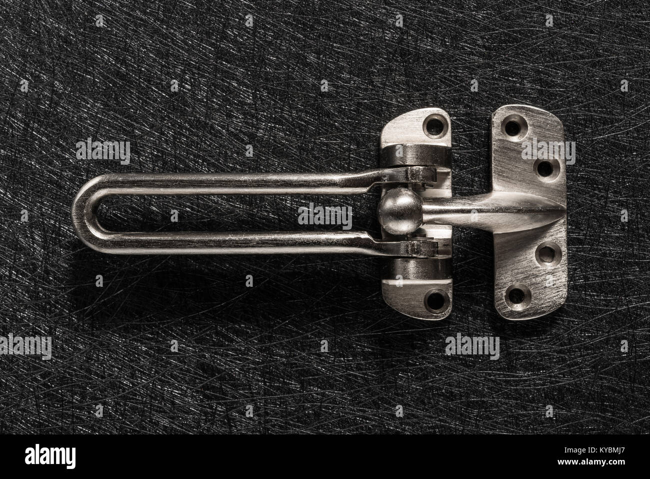 studio shoot of top view stainless steel safety latch opened Stock ...