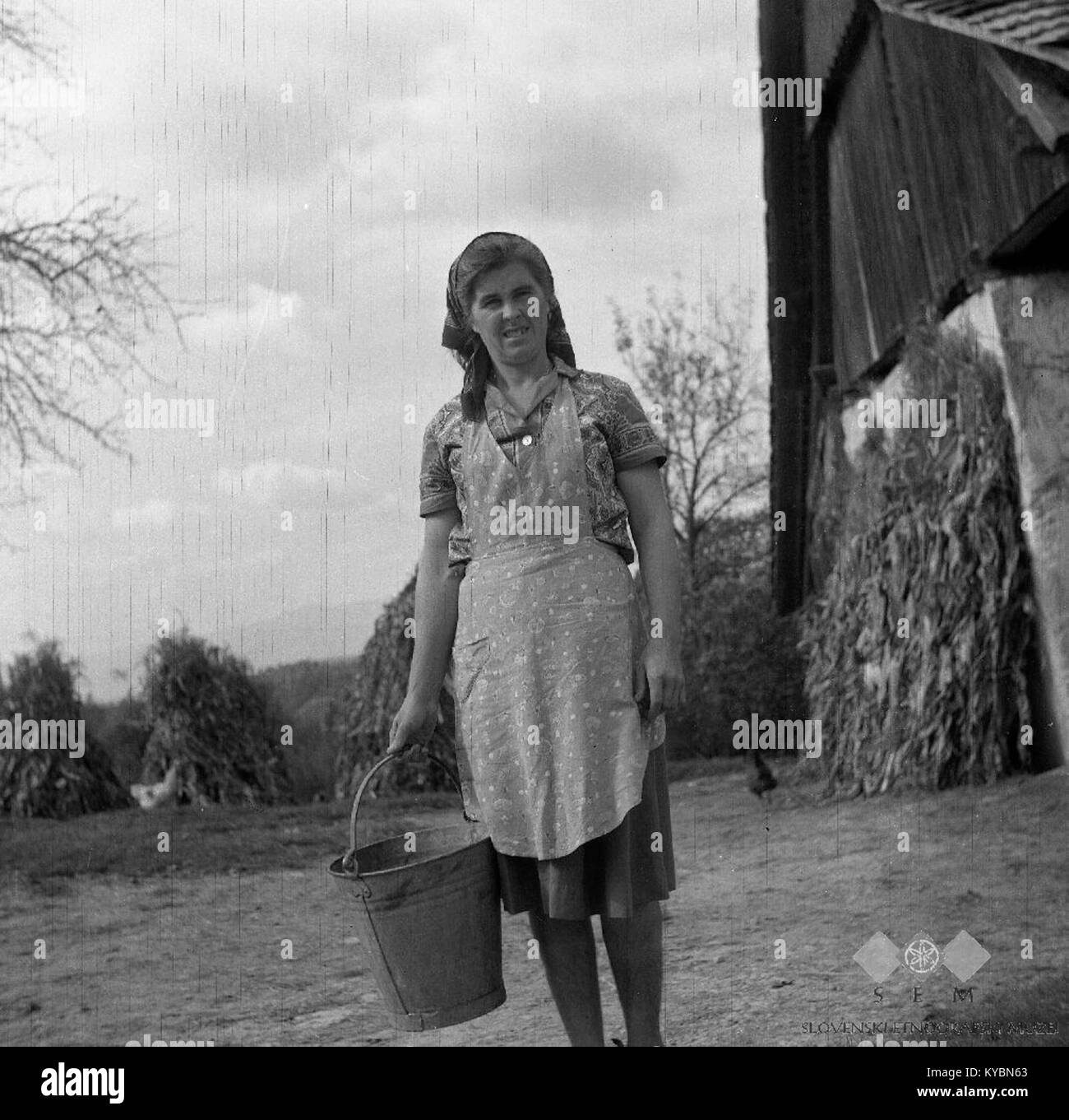 Nedeljska delovna noša, Ana Simonič, Drašiči 1965 Stock Photo - Alamy