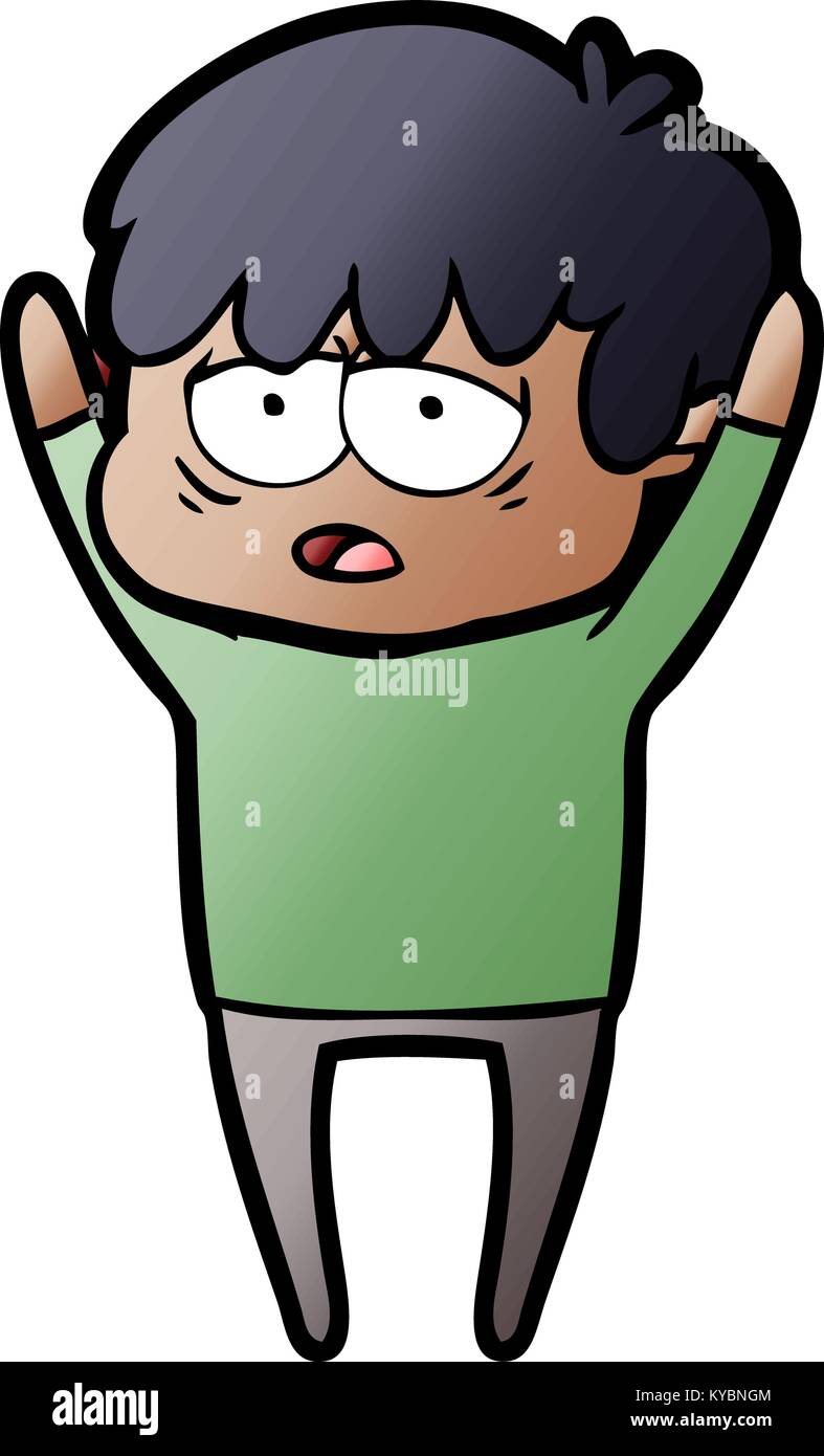 cartoon exhausted boy Stock Vector Image & Art - Alamy