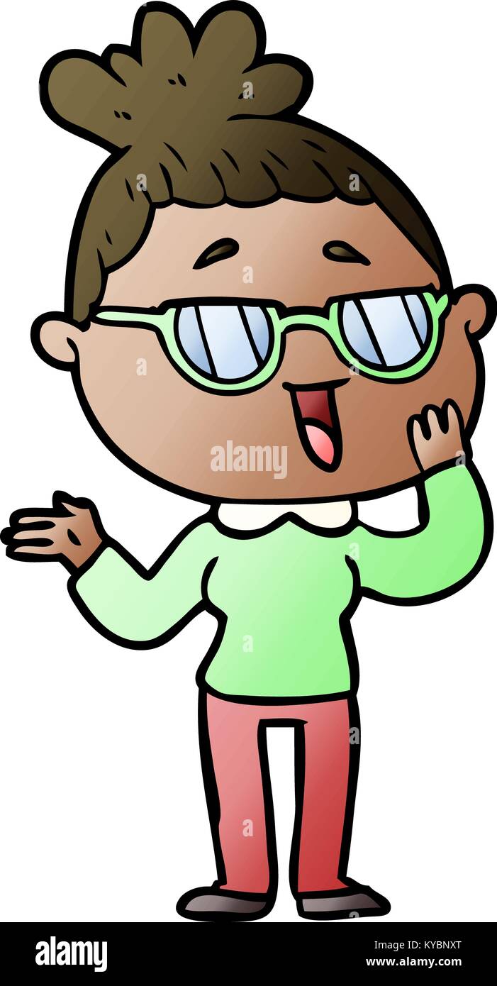 cartoon happy woman wearing spectacles Stock Vector Image & Art - Alamy