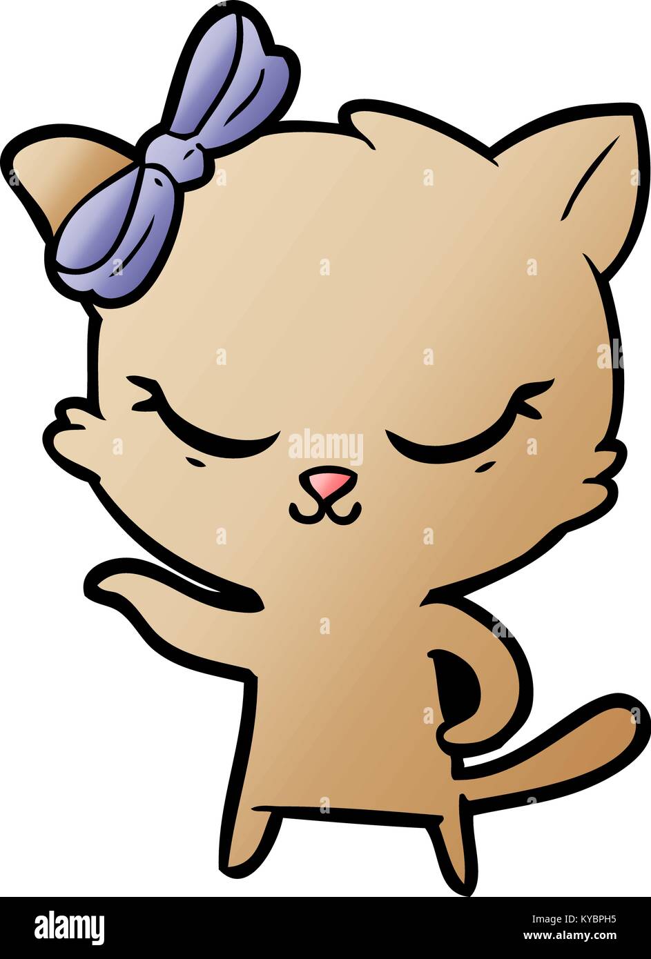 cute cartoon cat with bow Stock Vector Image & Art - Alamy