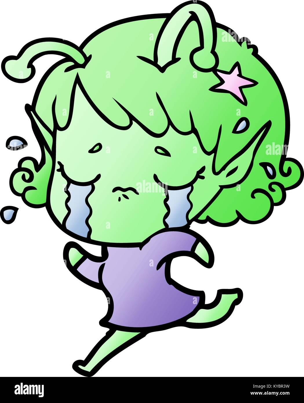 cartoon crying alien girl Stock Vector Image & Art - Alamy