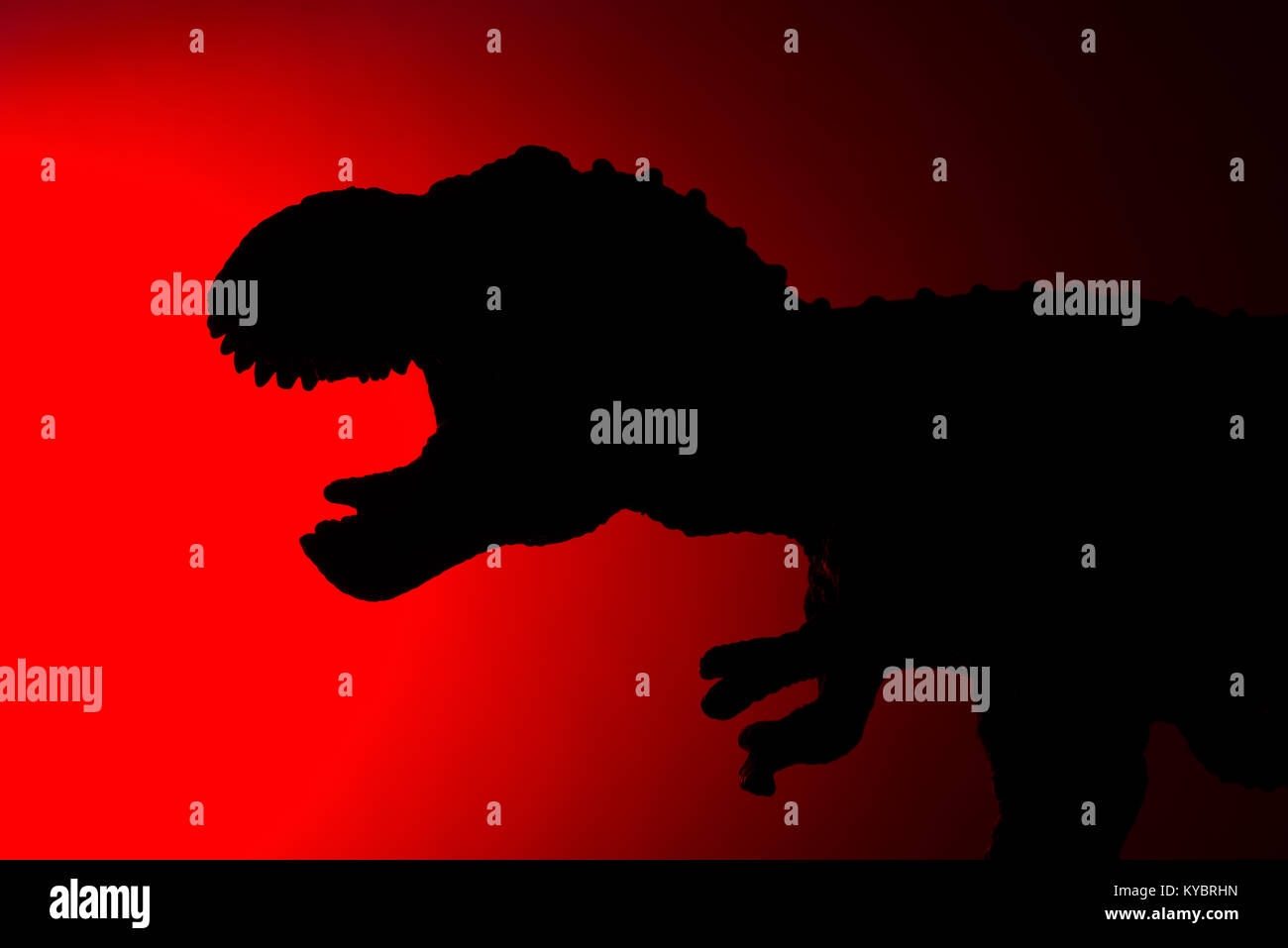 tyrannosaurus shadow with red light in dark Stock Photo - Alamy