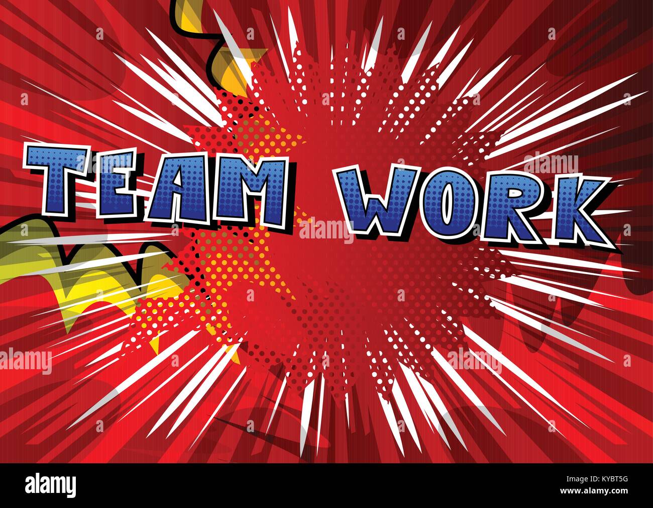 Teamwork - Comic book style phrase on abstract background Stock Vector ...