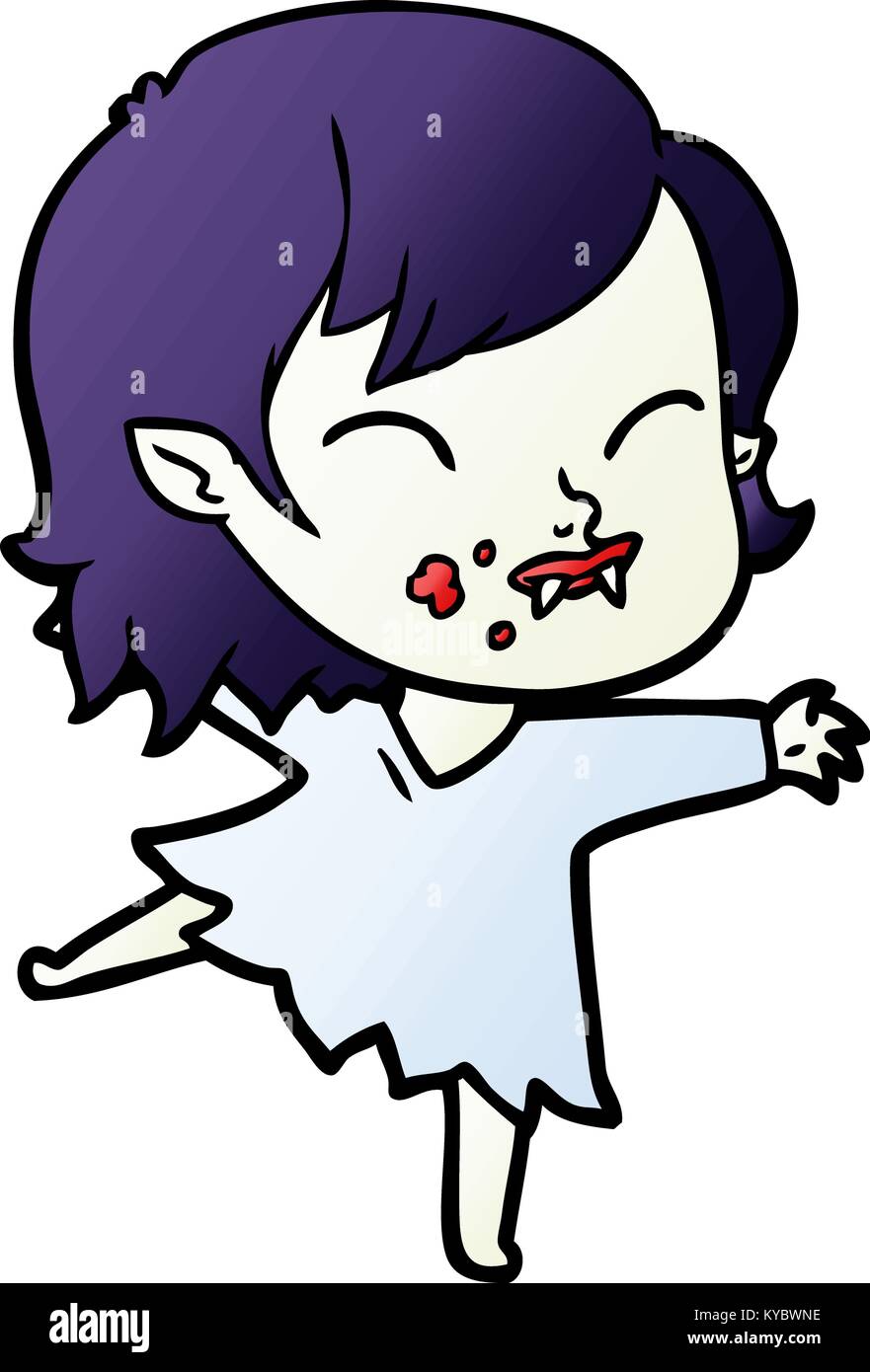 cartoon vampire girl with blood on cheek Stock Vector Image & Art - Alamy