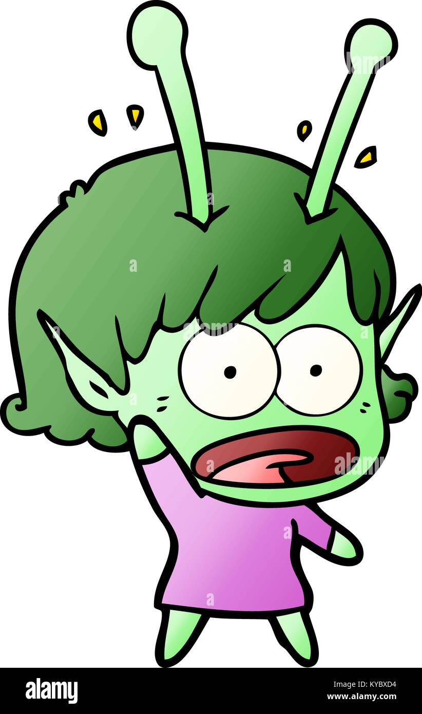 cartoon shocked alien girl Stock Vector Image & Art - Alamy