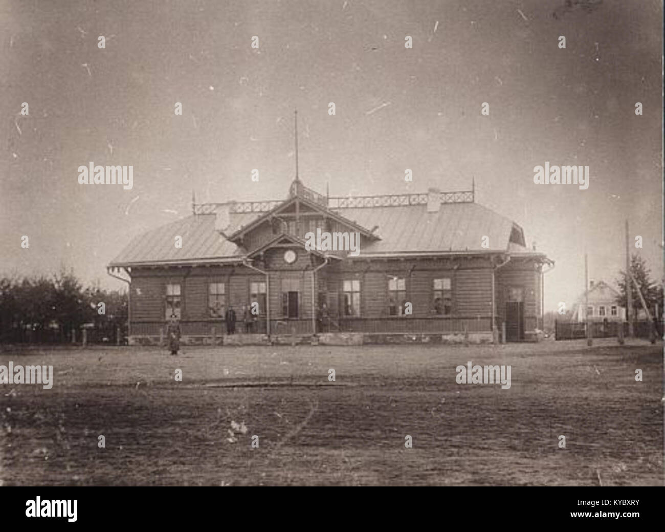 A historic photograph of Noginsk train station in Russia, taken around ...