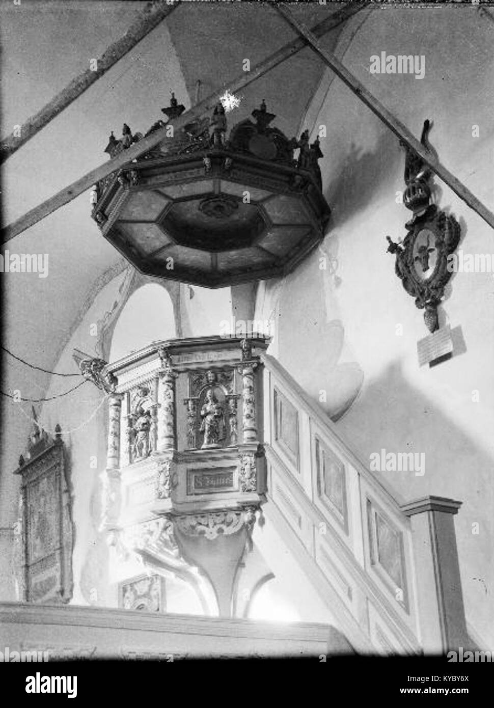 This historical photograph of Norra Fågelås kyrka in Sweden captures ...