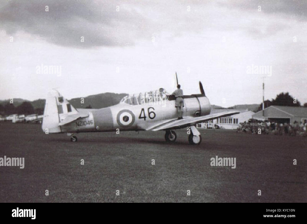 A 1961 photograph of a North American Harvard aircraft stationed at ...
