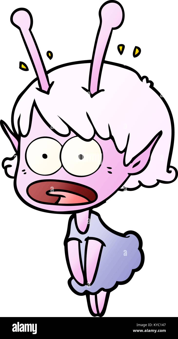 cartoon shocked alien girl Stock Vector Image & Art - Alamy