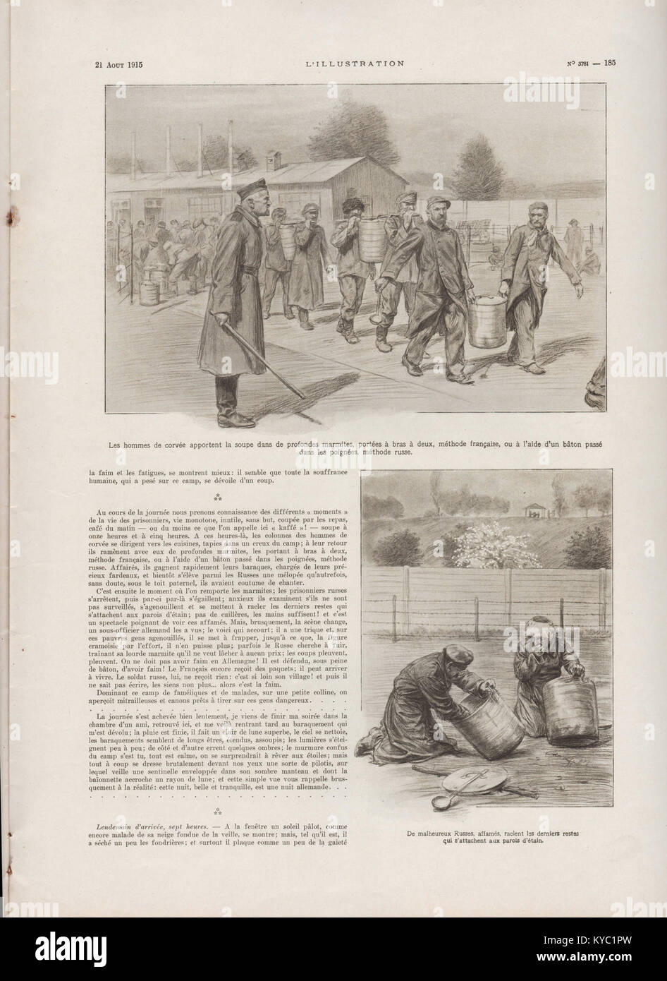 Document or publication scan dated 21 August 1915, page 185, showing ...
