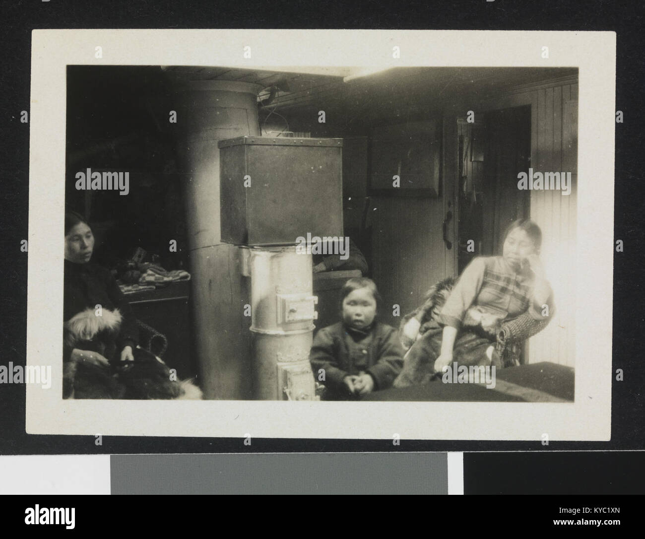 Photograph documents the Chukchi people's visit to the ship 'Maud ...