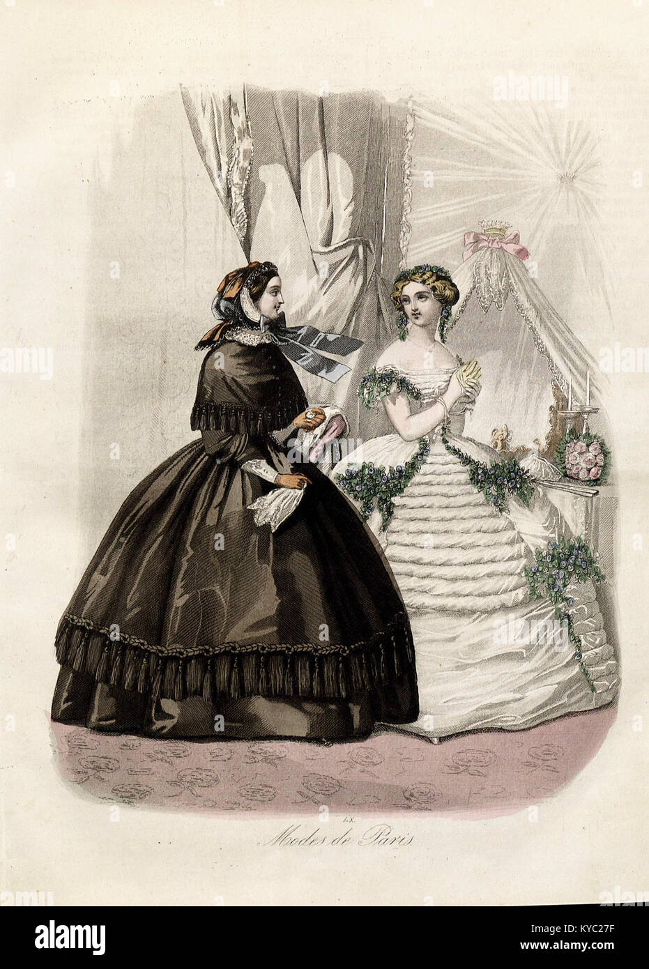 This illustration from the 1859 edition of 'Nyaste journal för damer ...