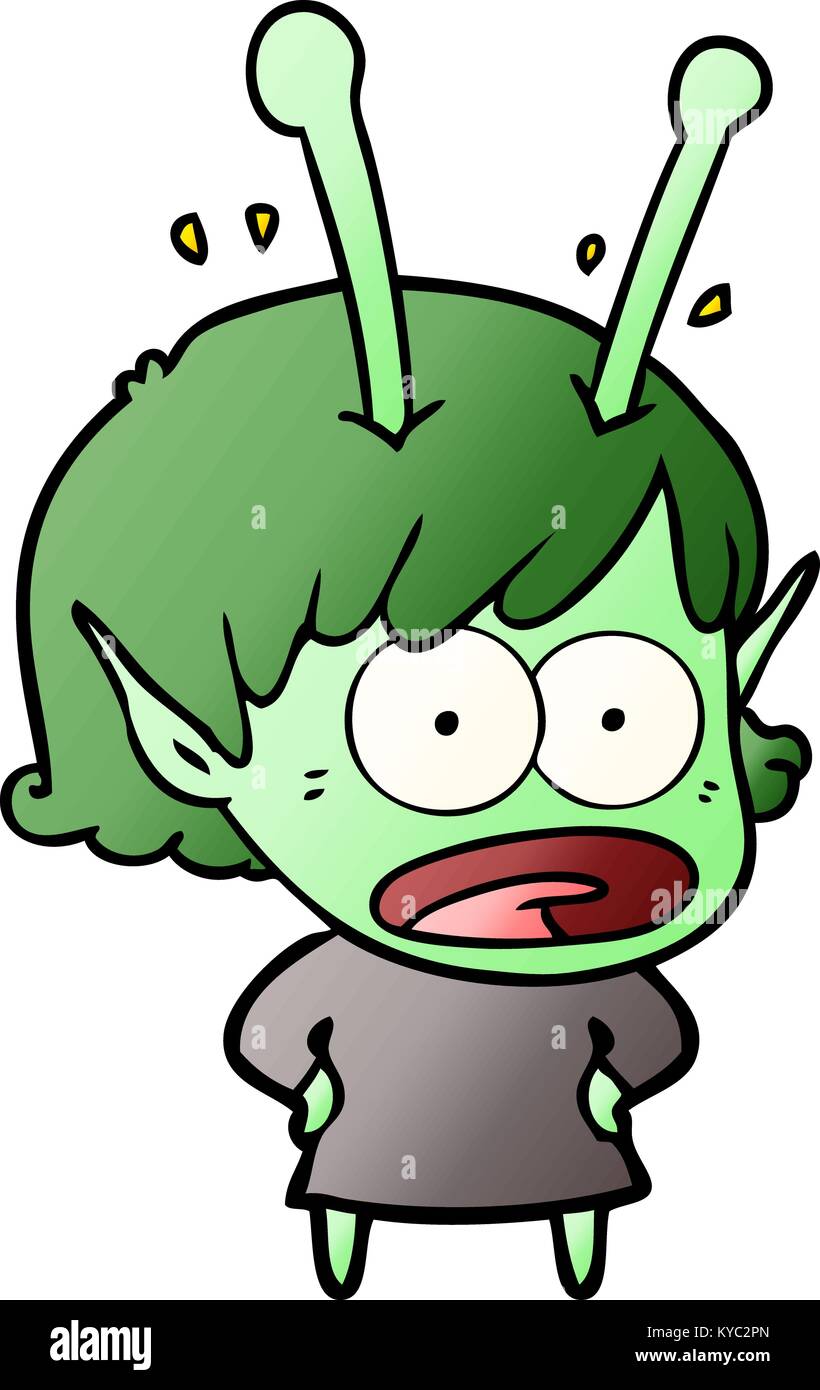 cartoon shocked alien girl Stock Vector Image & Art - Alamy