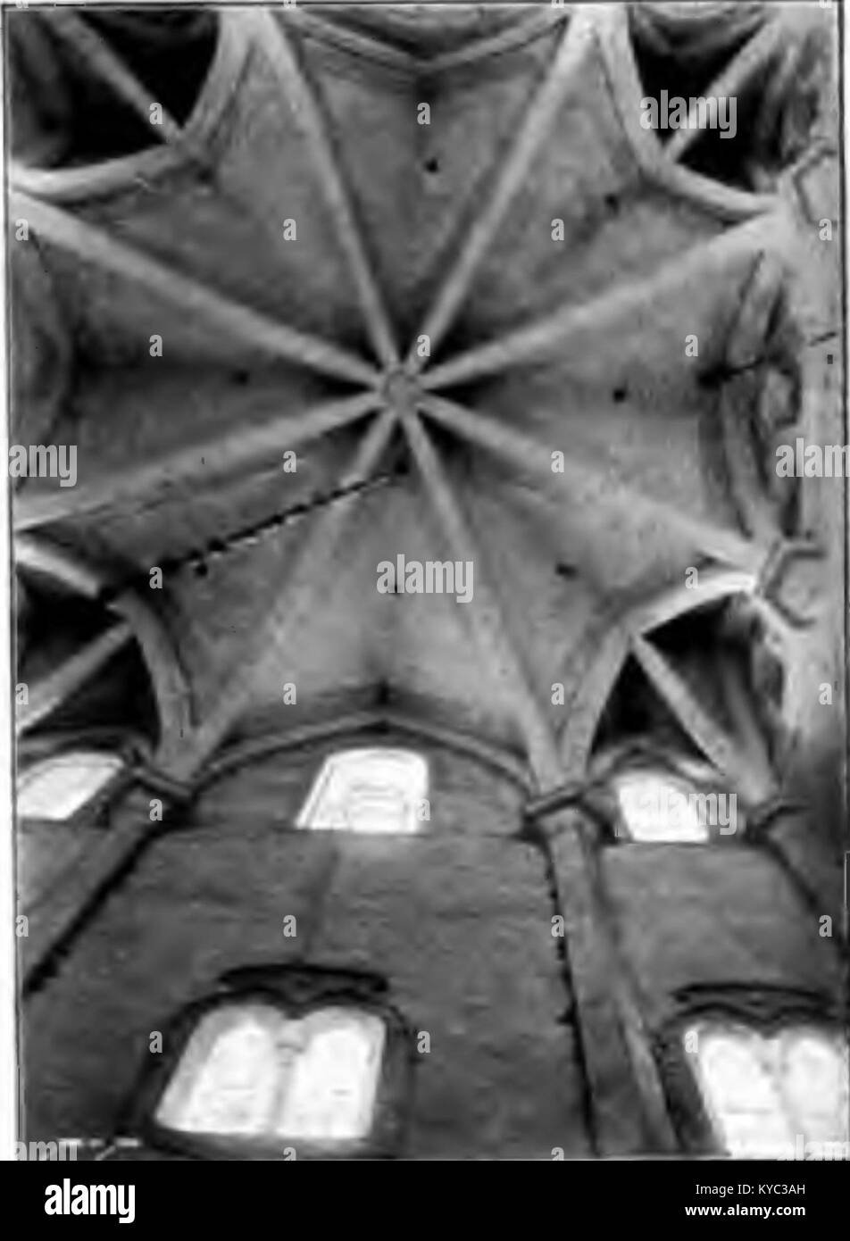 Interior photograph showing the vaulted ceiling in a priest’s chamber ...