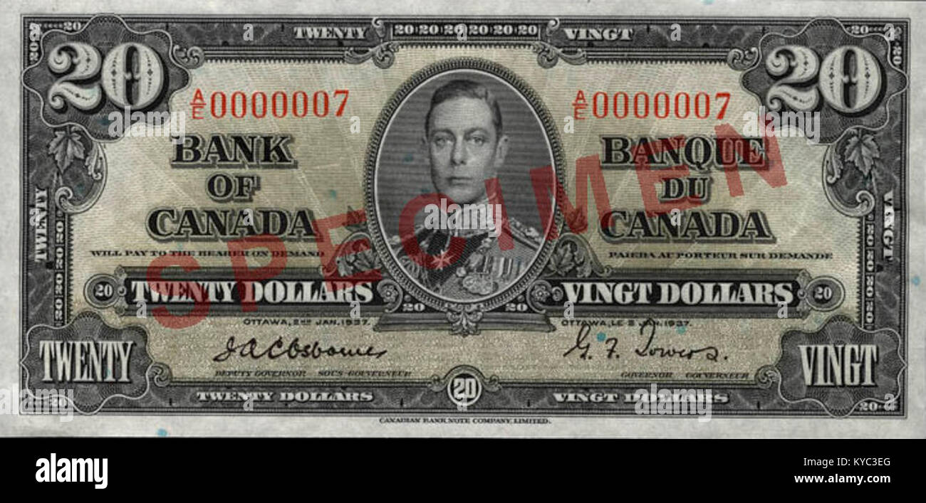 Canadian 20 dollar banknote hi-res stock photography and images - Alamy