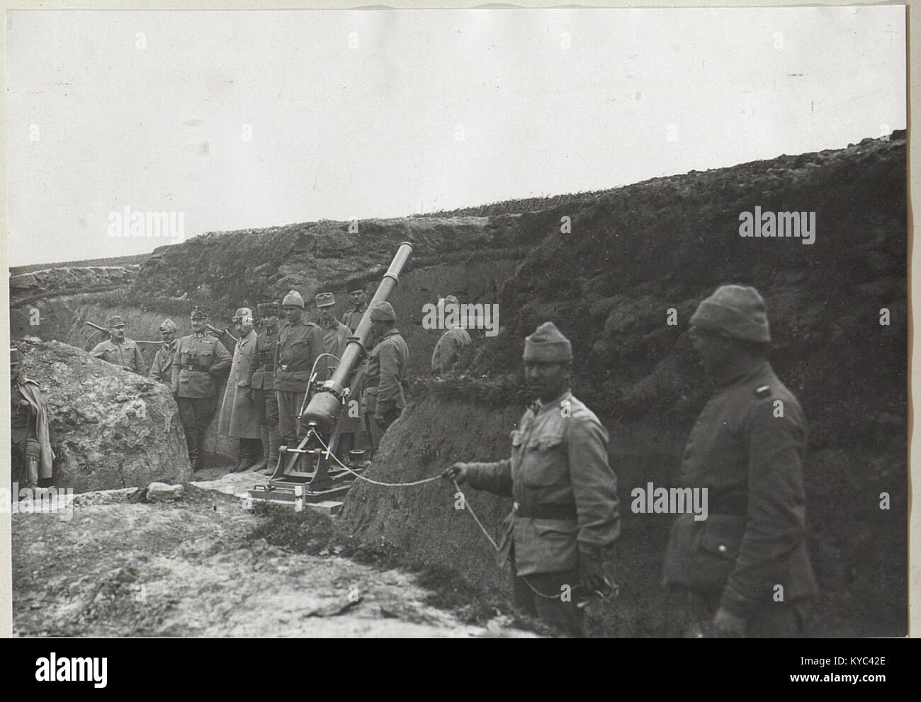 This image shows a 12 cm Austrian-Hungarian air mine thrower operated ...
