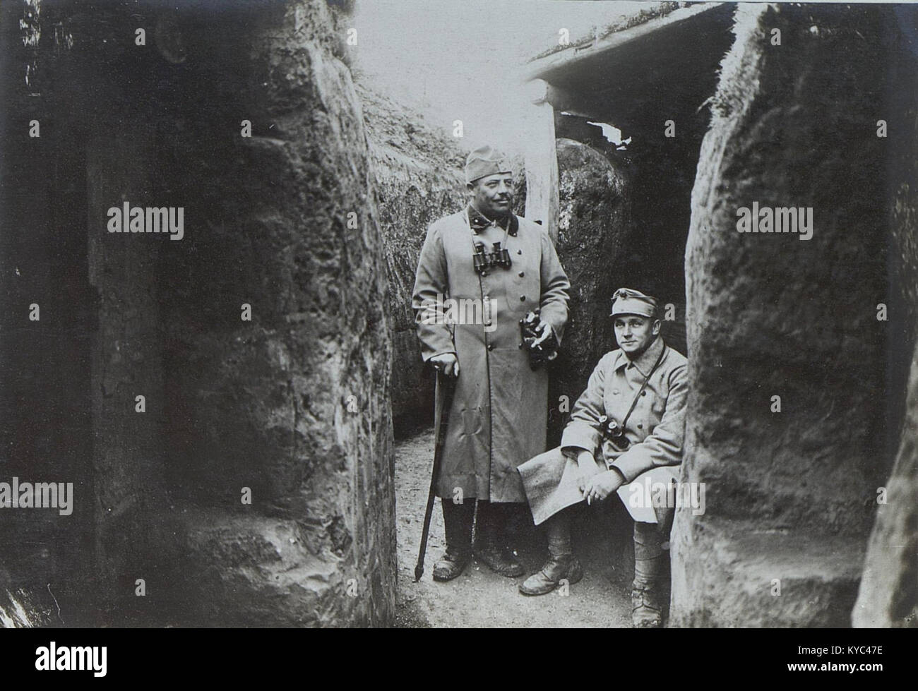 This photograph depicts an officer's shelter in the trenches near ...