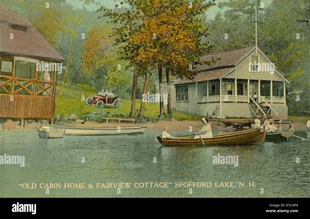 This image shows an old cabin home and the Fairview Cottage, two ...