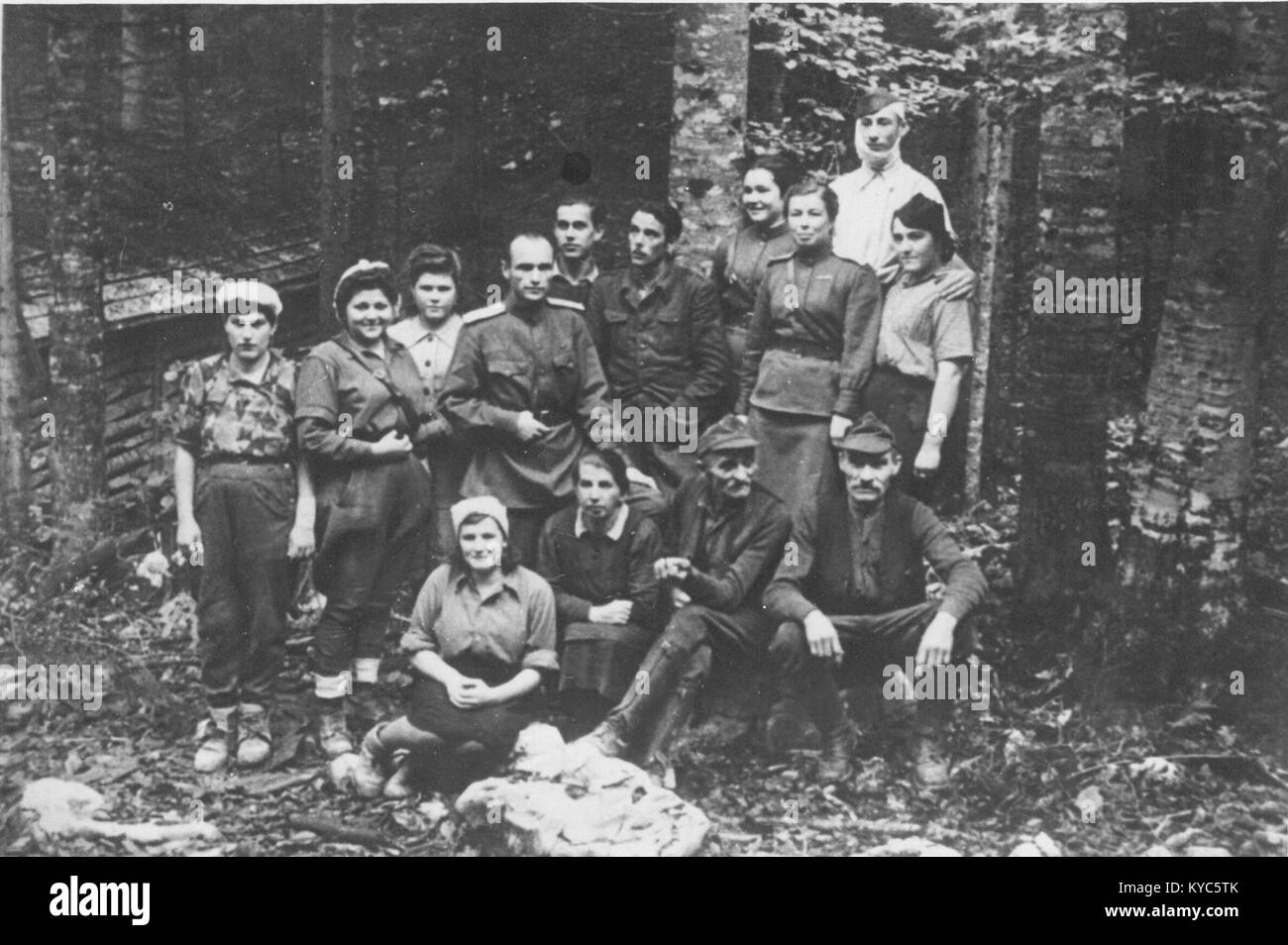 A photograph of the staff of a partisan hospital in the Kočevski Hills ...