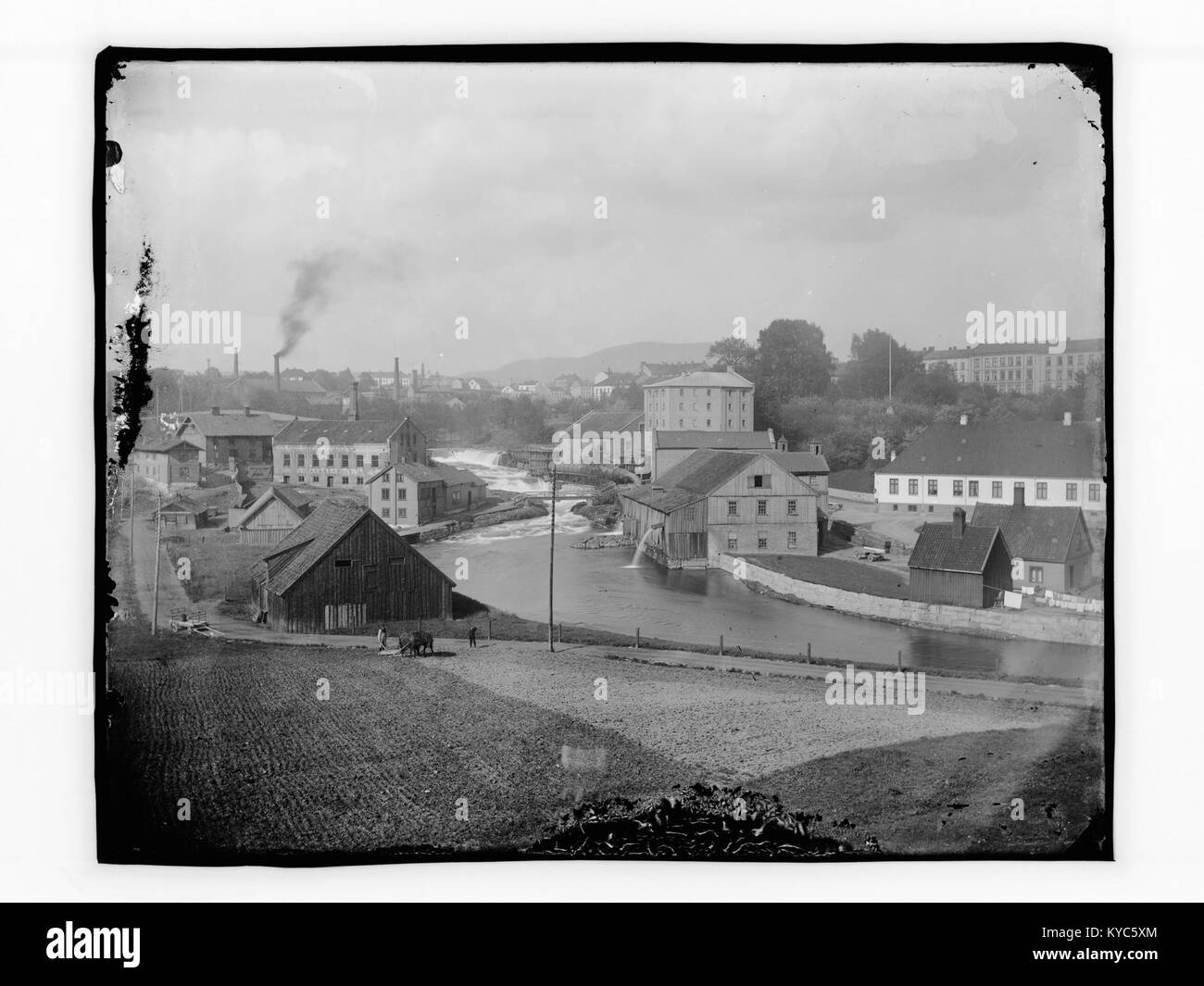 View of the middle section of the Akerselva River in Oslo near ...