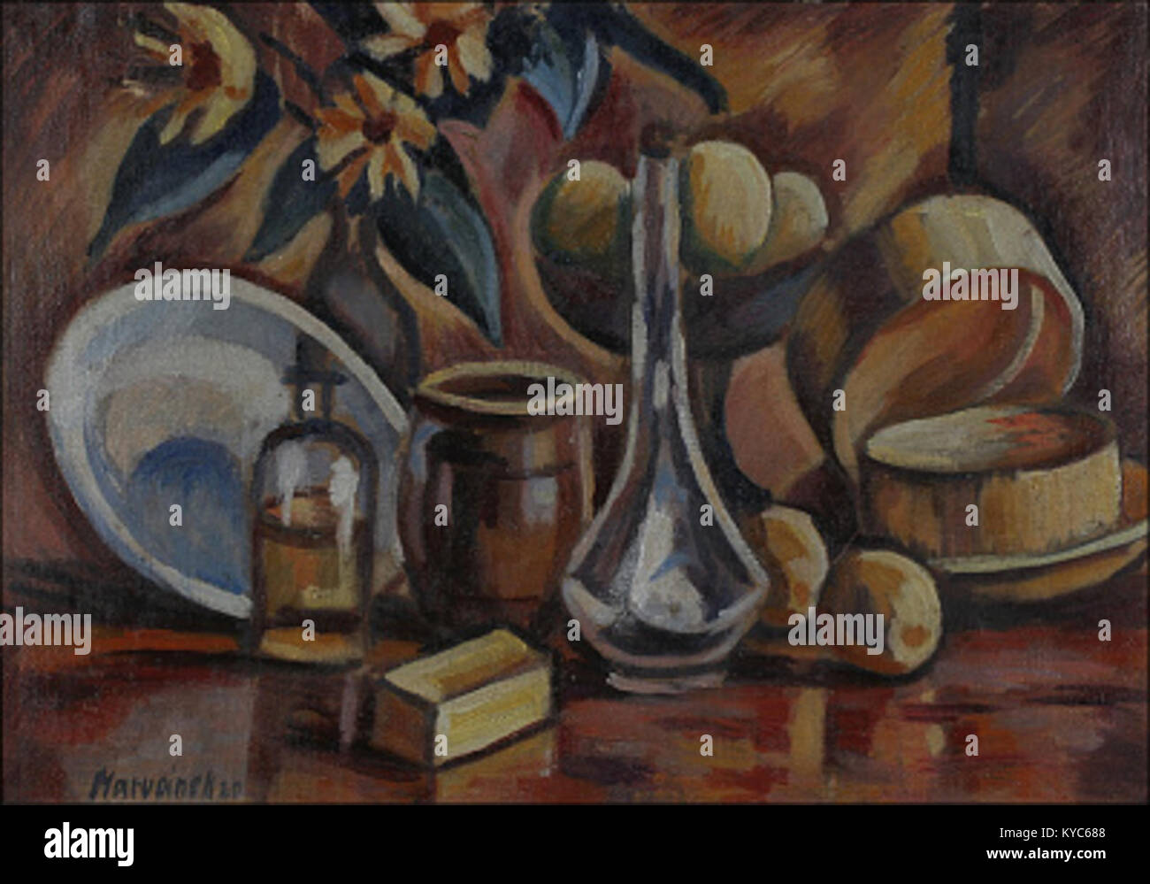 Otakar Marvánek's 1920 painting 'Zátisí' represents a detailed ...