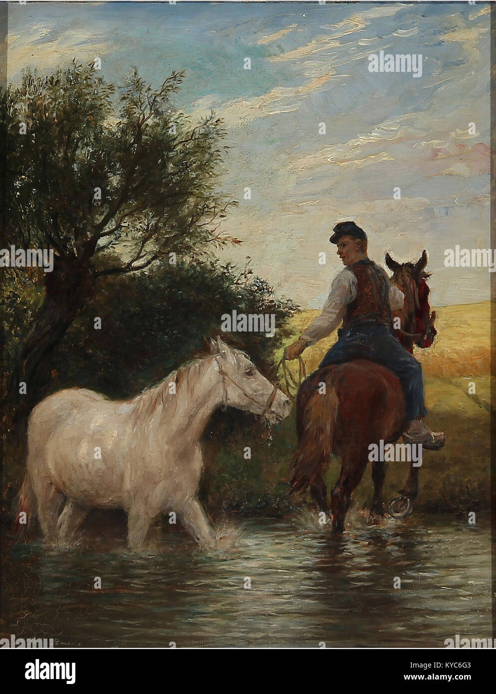 Otto Bache - Heste trækkes igennem en å Stock Photo - Alamy