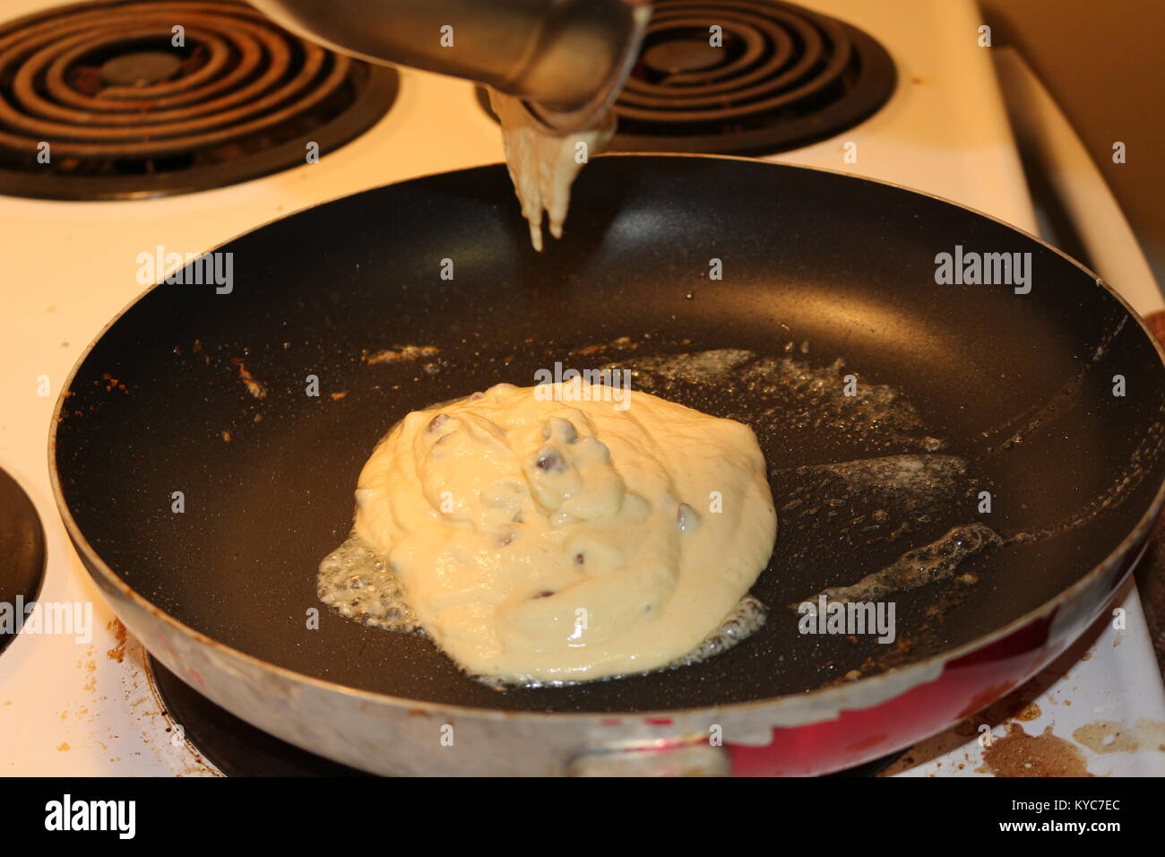 cooking chocolate chip muffins for traditional canadian breakfast Stock ...