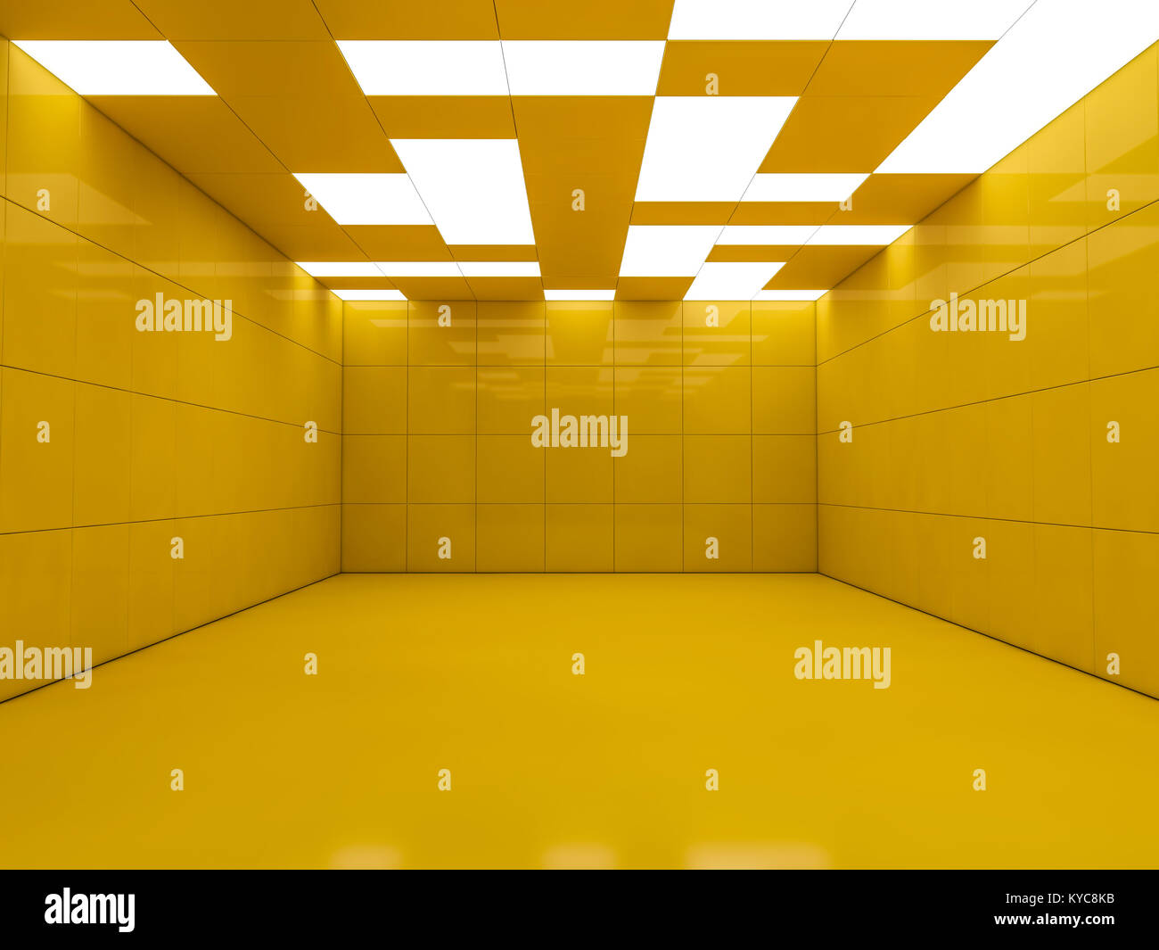 Simple empty room interior with lamps. 3D rendering Stock Photo - Alamy