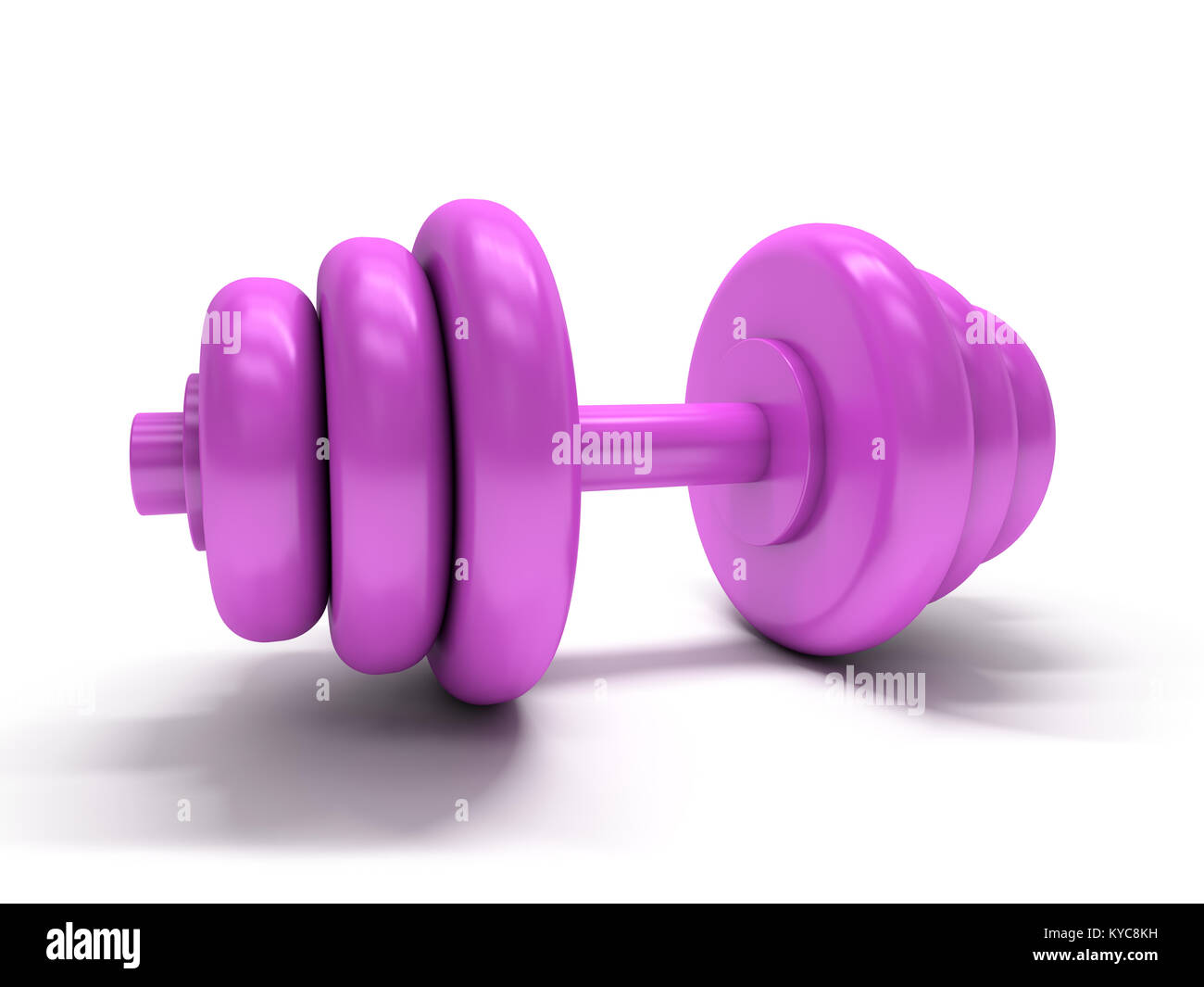 Pink dumbbell over white background. 3D rendering Stock Photo - Alamy