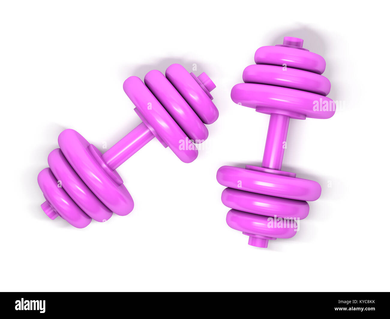 Pink dumbbell over white background. 3D rendering Stock Photo - Alamy