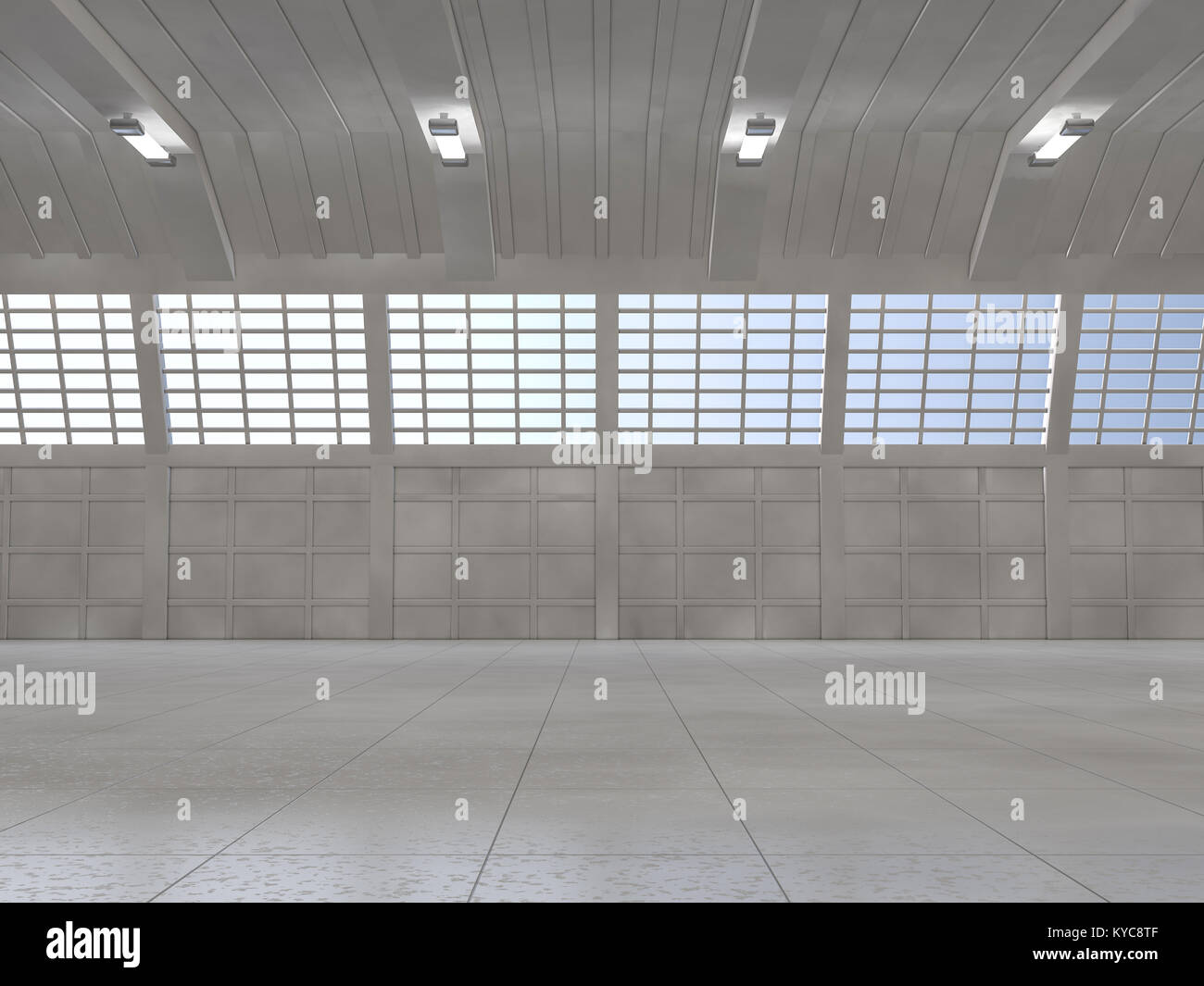 Clean light warehouse background. 3D rendering Stock Photo - Alamy