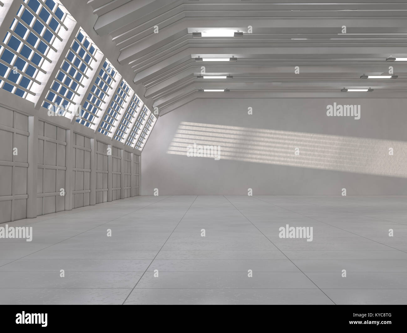 Clean light warehouse background. 3D rendering Stock Photo - Alamy