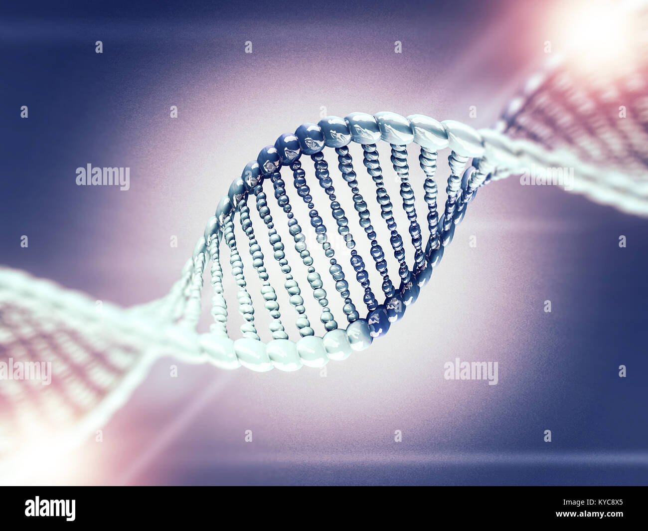 Digital illustration of a DNA model on science background. 3D rendering ...