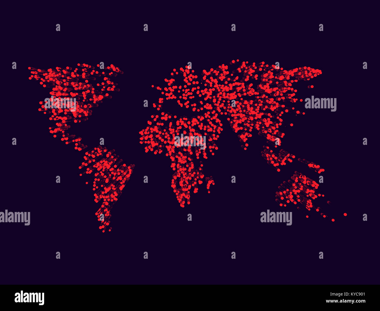 World map made of red dot. 3D rendering Stock Photo - Alamy