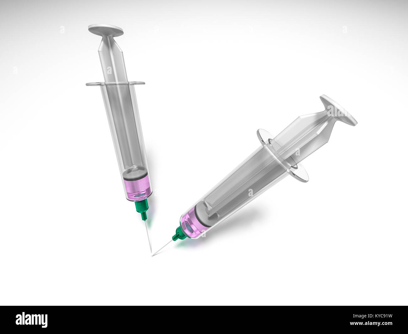 Syringe with liquid isolated on white background. 3D rendering Stock ...