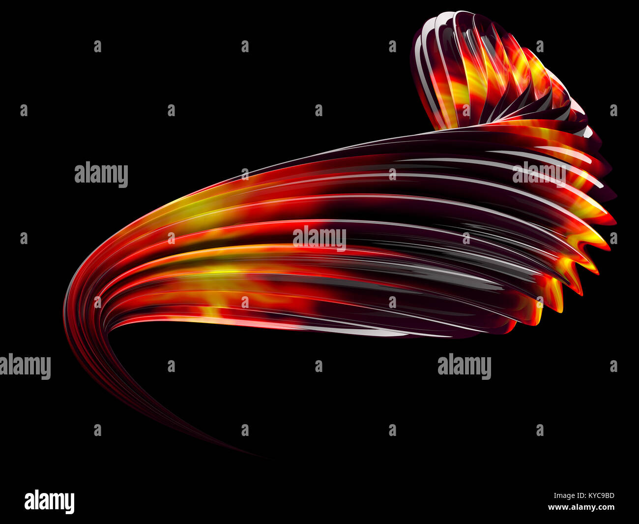 Abstract swirly shape on transparent background. 3D rendering Stock ...
