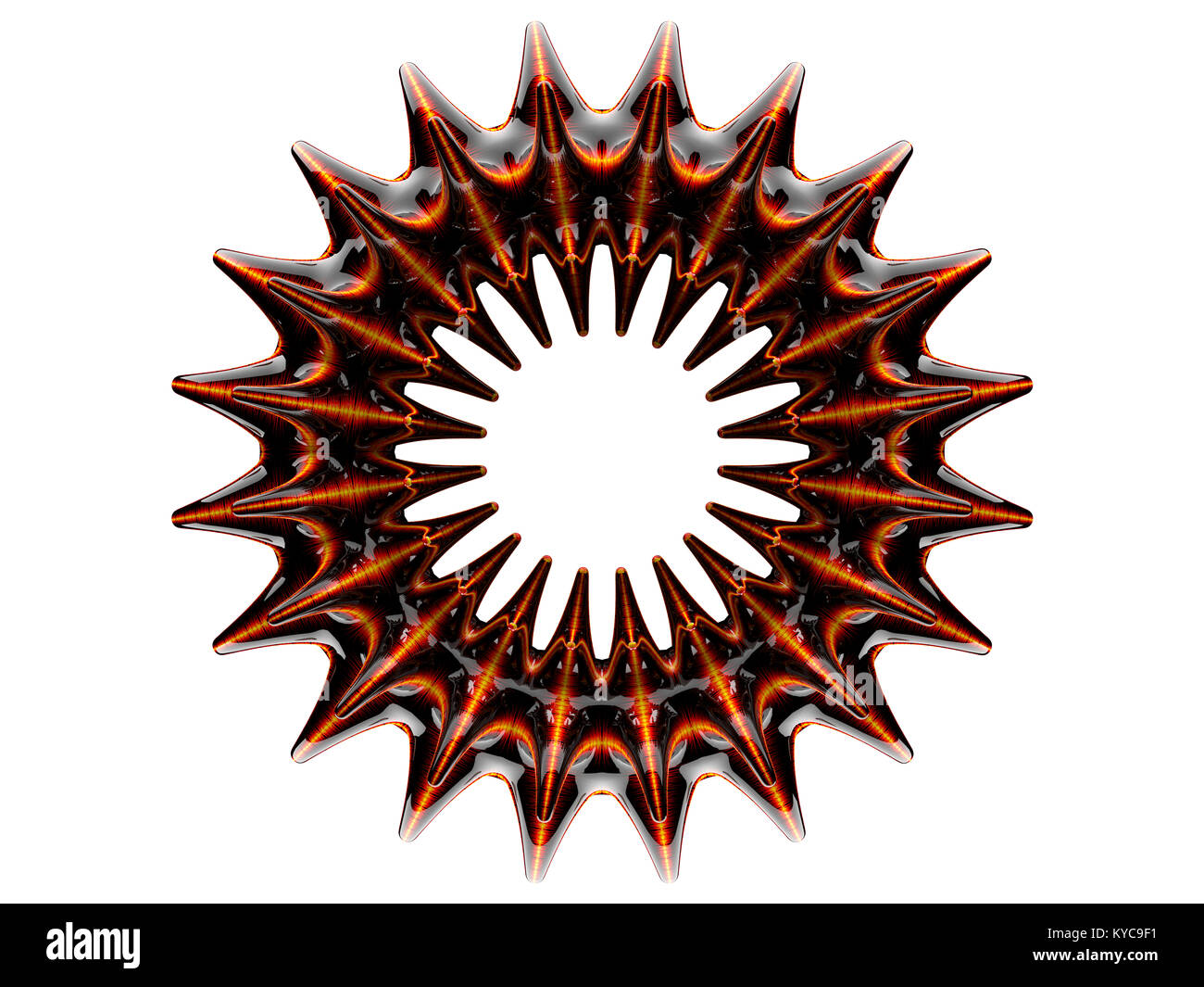 Abstract swirly atomic shape on white background. 3D rendering Stock ...