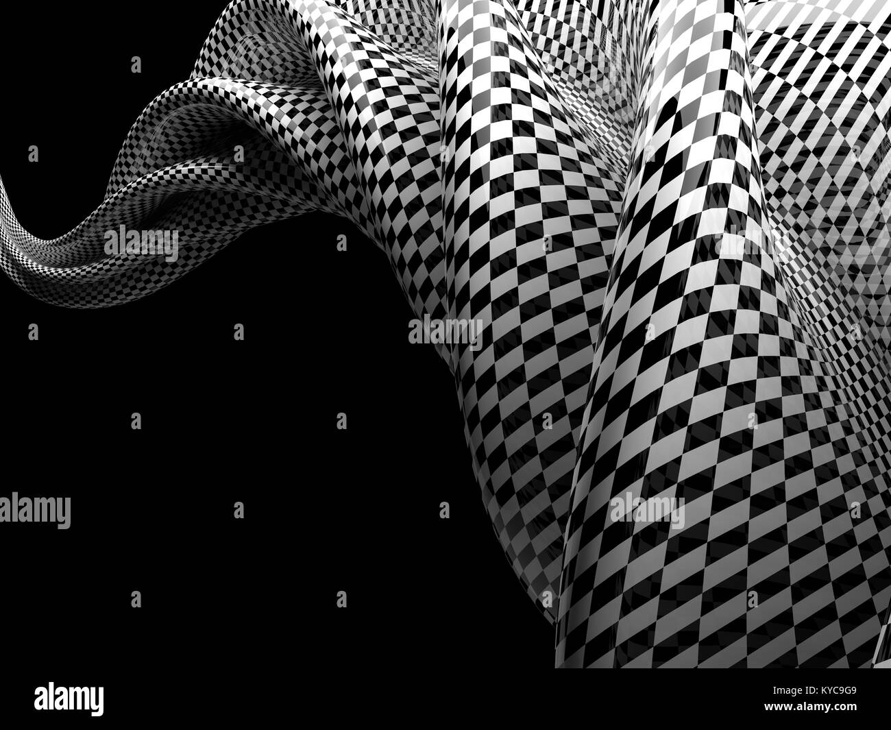 Abstract swirly chess shape on black background. 3D rendering Stock ...