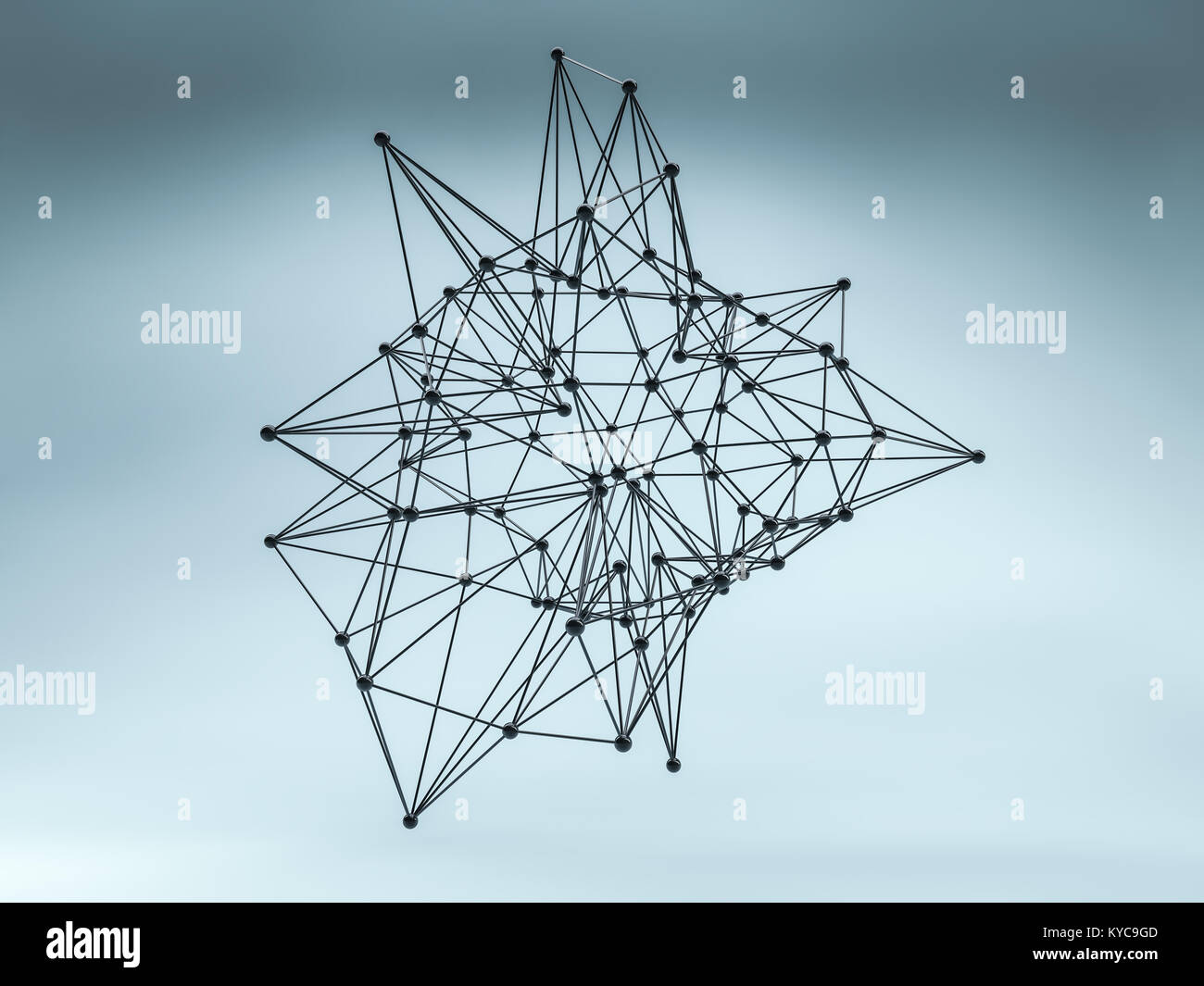 Abstract 3d rendering of chaotic plexus surface. Contemporary background with futuristic ...