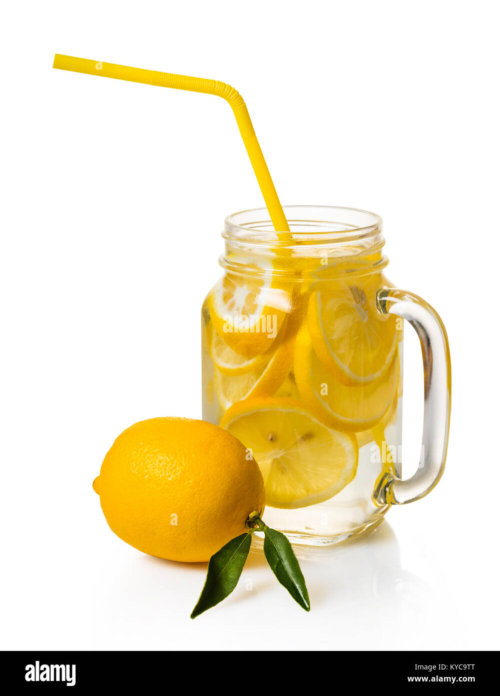 lemon beverage in a jar on white isolated background Stock Photo - Alamy