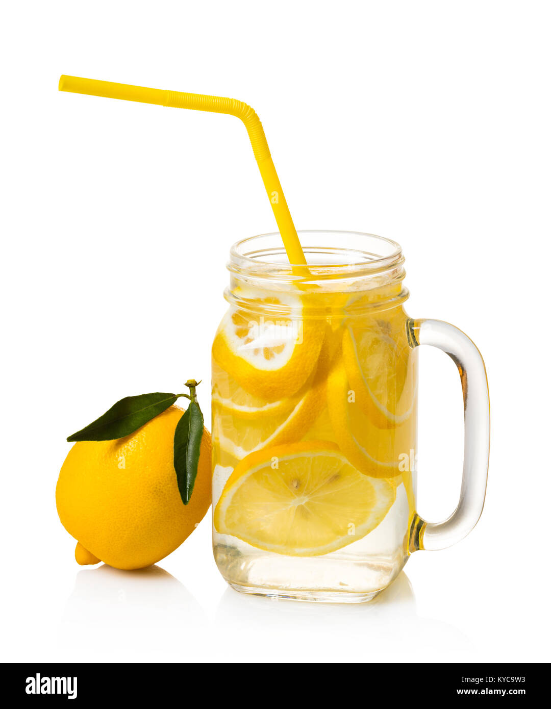 lemon beverage in a jar on white isolated background Stock Photo - Alamy