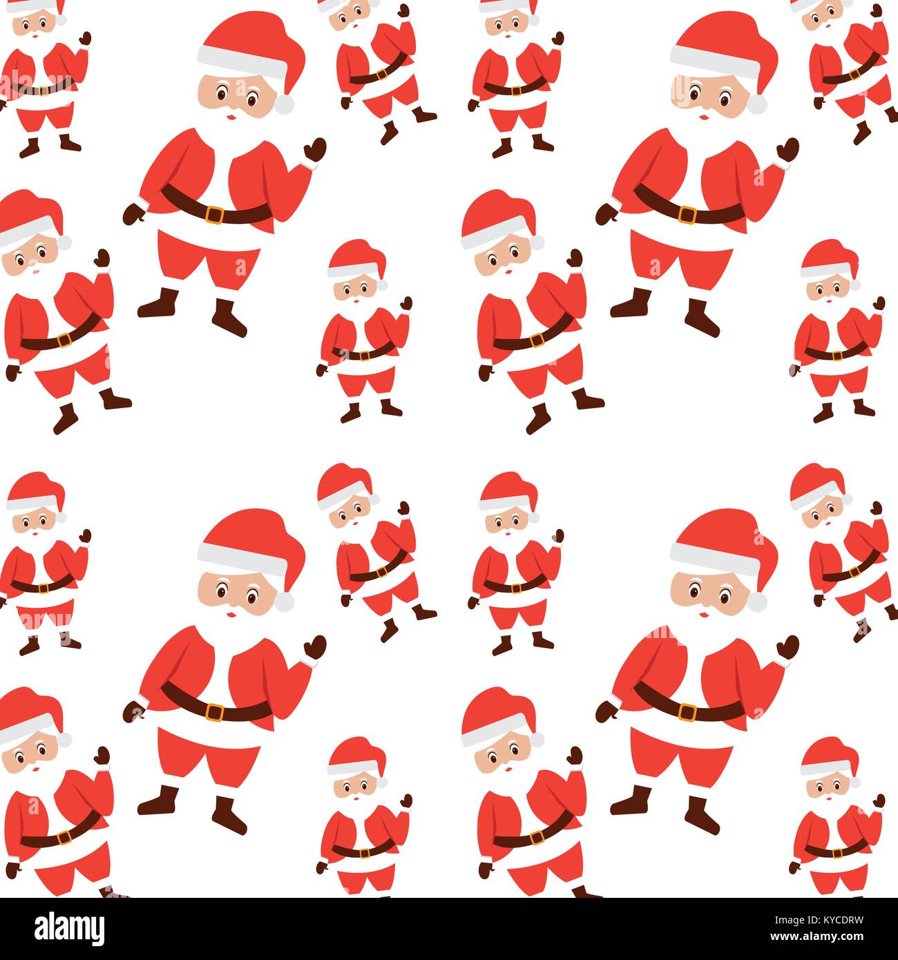 christmas seamless pattern santa claus waving hand happy vector ...